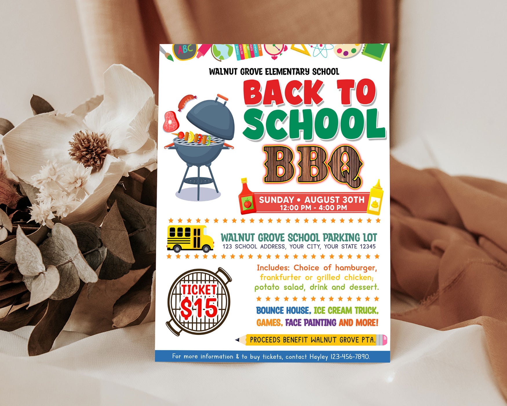 DIY Back To School BBQ Flyer | School Cookout BBQ Party Flyer Invite ...