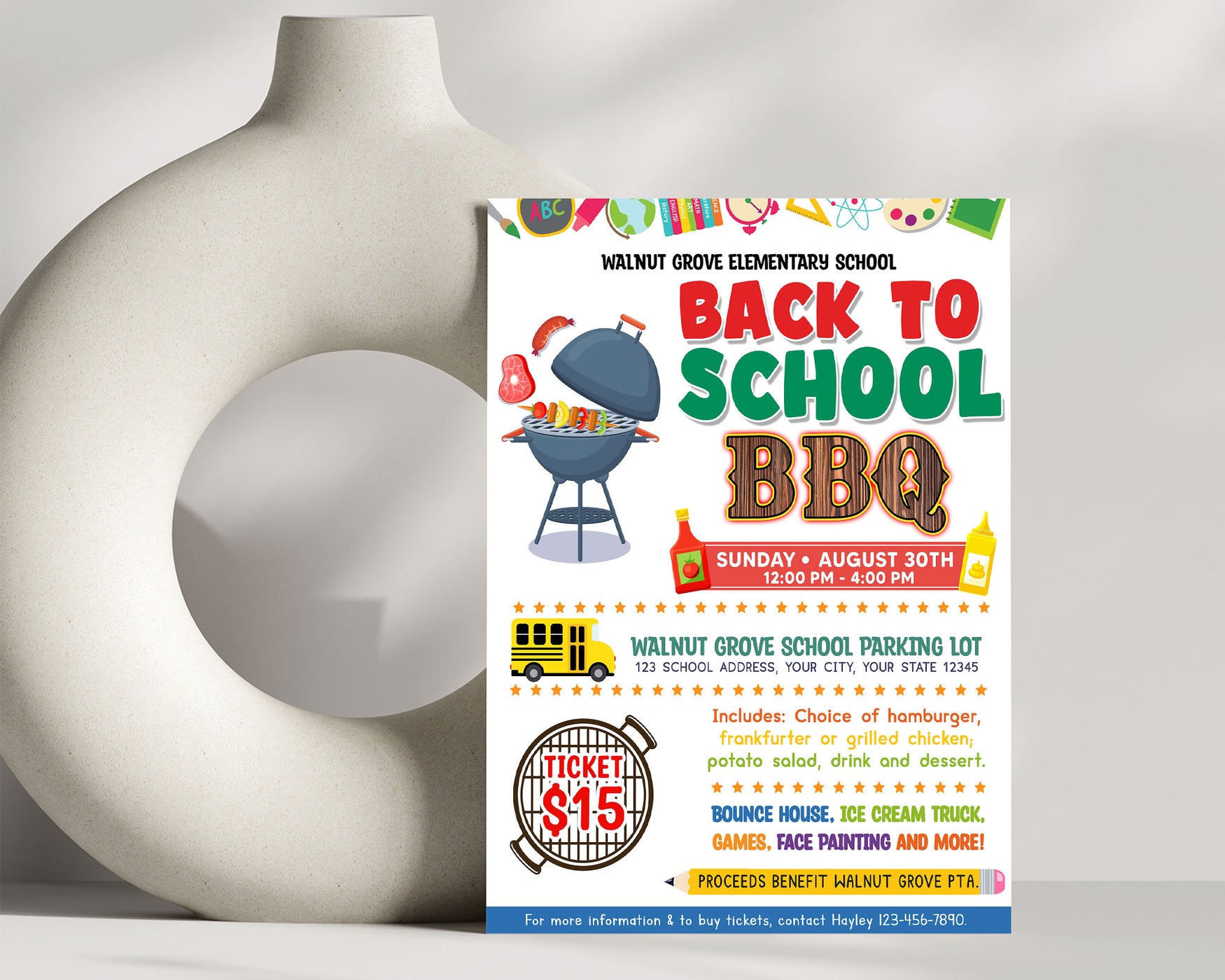 DIY Back To School BBQ Flyer | School Cookout BBQ Party Flyer Invite ...