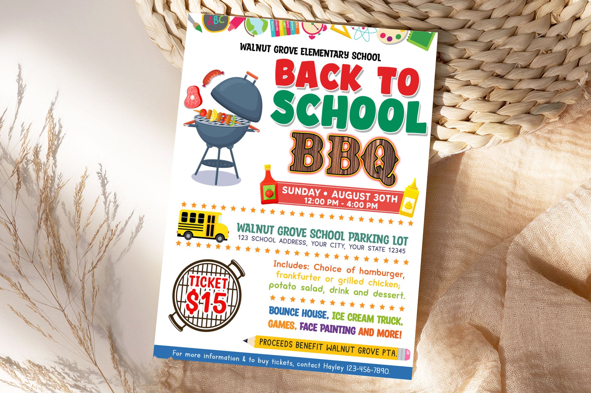 DIY Back To School BBQ Flyer | School Cookout BBQ Party Flyer Invite ...