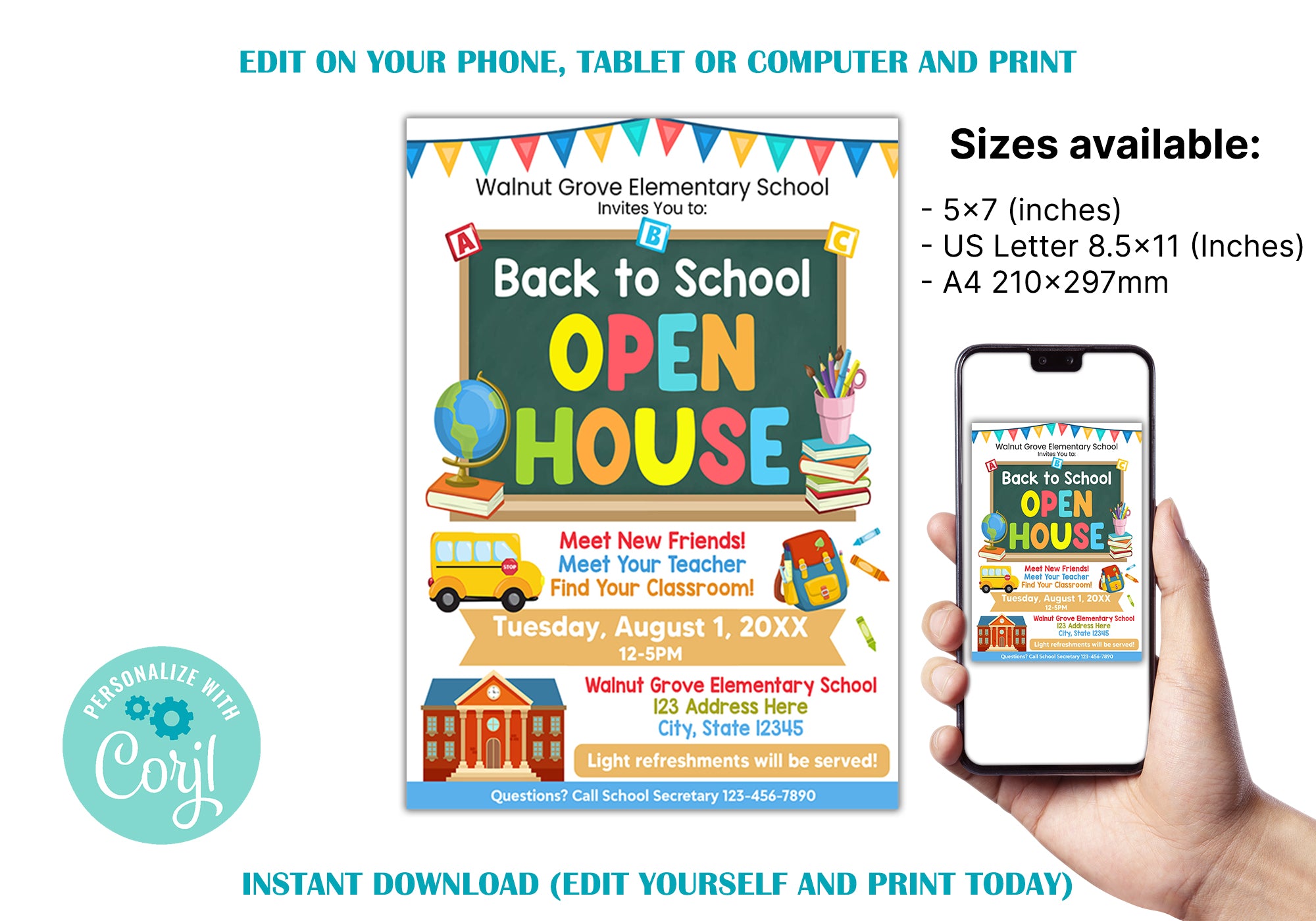 Customizable Back To School Open House Fundraiser Flyer | PTO PTA ...