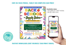 Customizable Back To School Supply Drive Flyer | School Fundraising ...