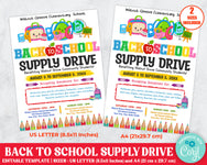 DIY Back To School Supply Drive Flyer | Fundraising Event Flyer ...