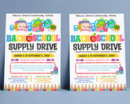 DIY Back To School Supply Drive Flyer | Fundraising Event Flyer ...