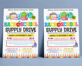 DIY Back To School Supply Drive Flyer | Fundraising Event Flyer ...