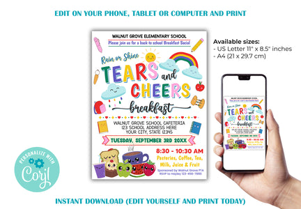 DIY Tears and Cheers Breakfast Flyer | Back to School Flyer Template ...