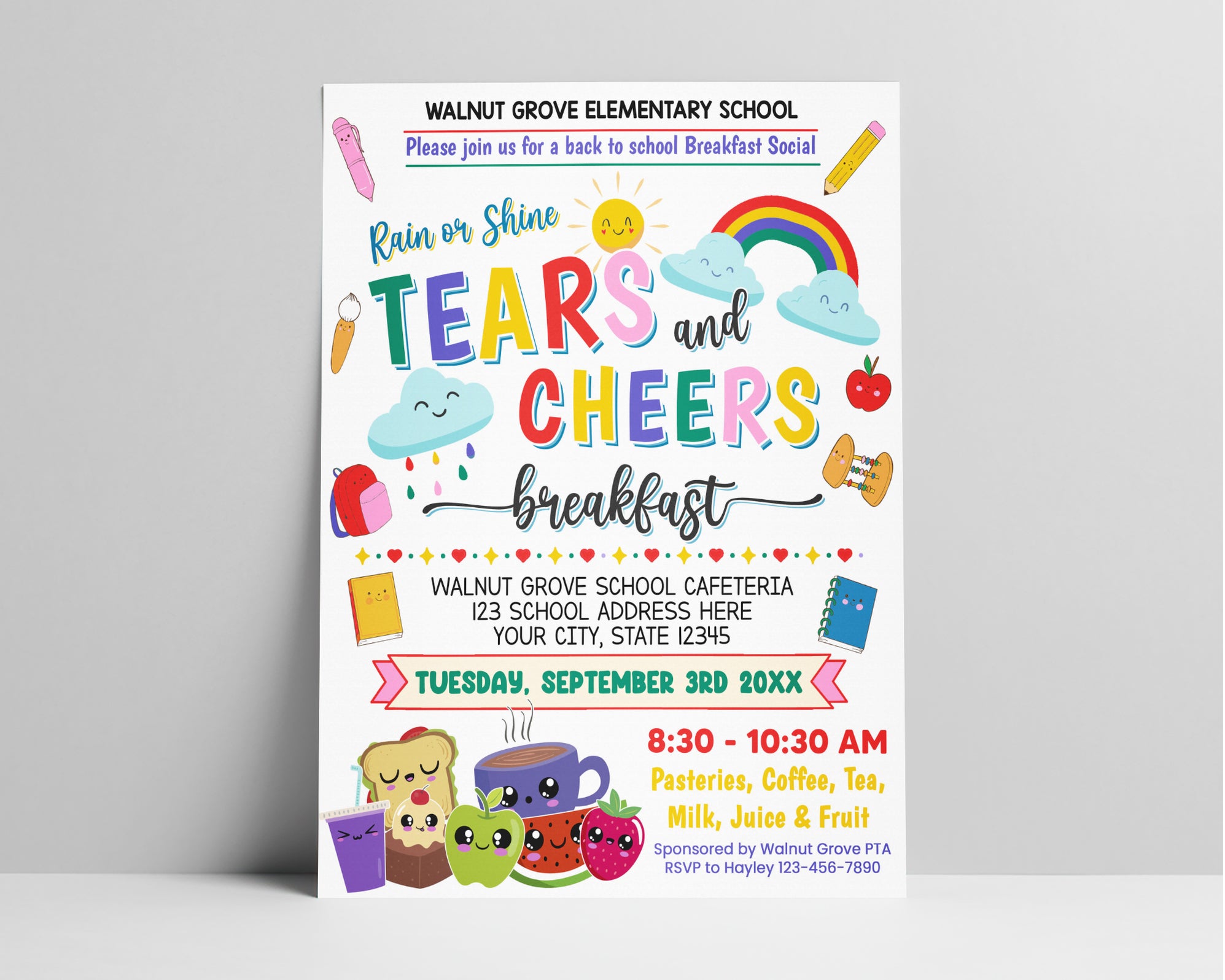 DIY Tears and Cheers Breakfast Flyer | Back to School Flyer Template ...