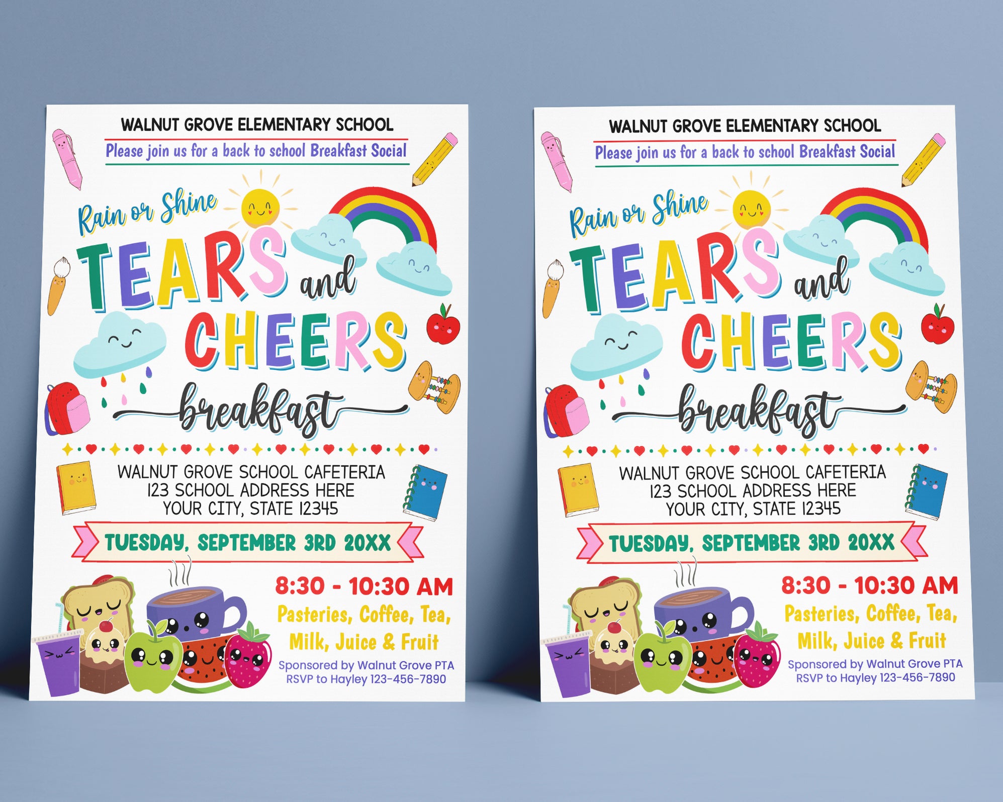 DIY Tears and Cheers Breakfast Flyer | Back to School Flyer Template ...
