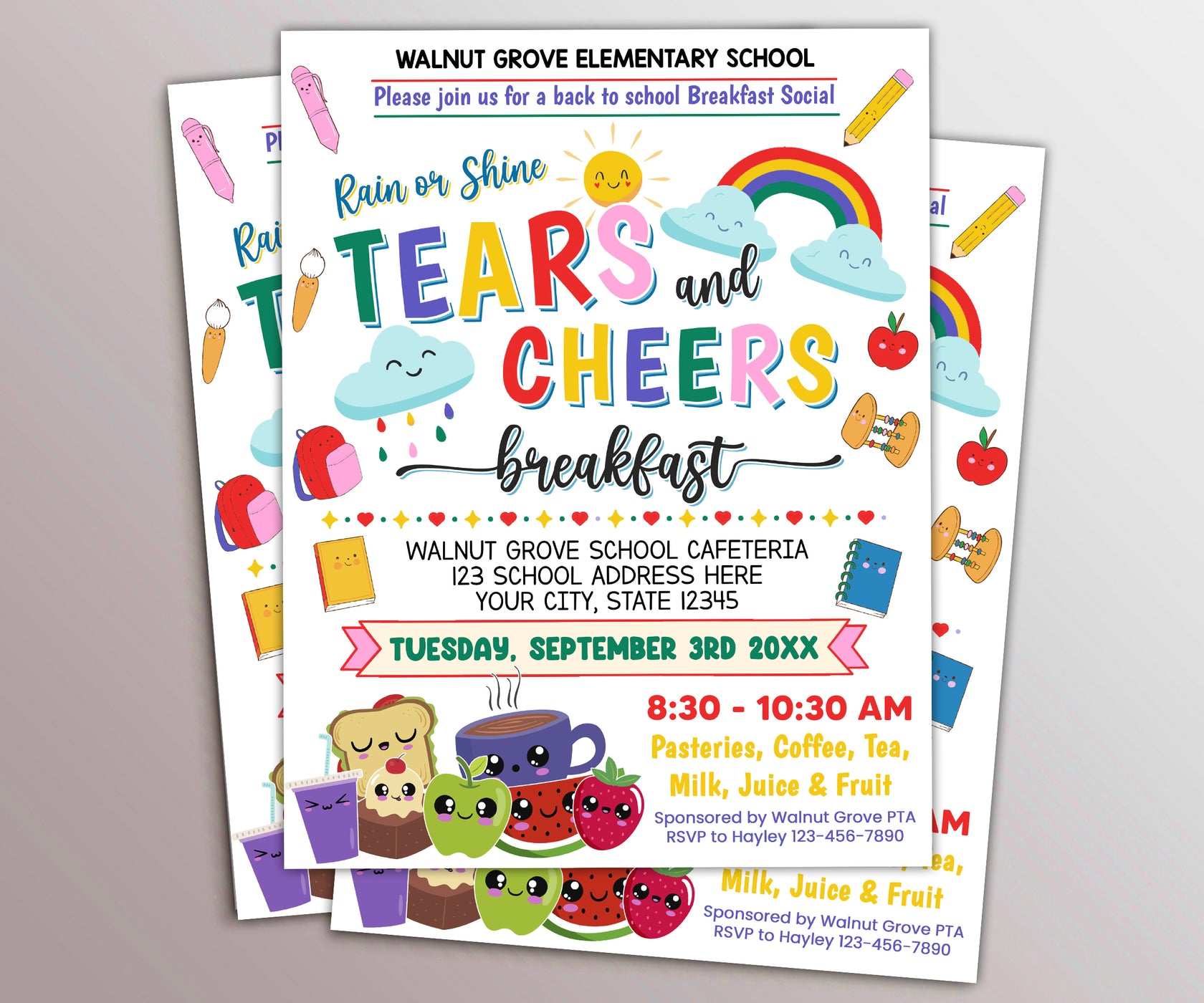 DIY Tears and Cheers Breakfast Flyer | Back to School Flyer Template ...