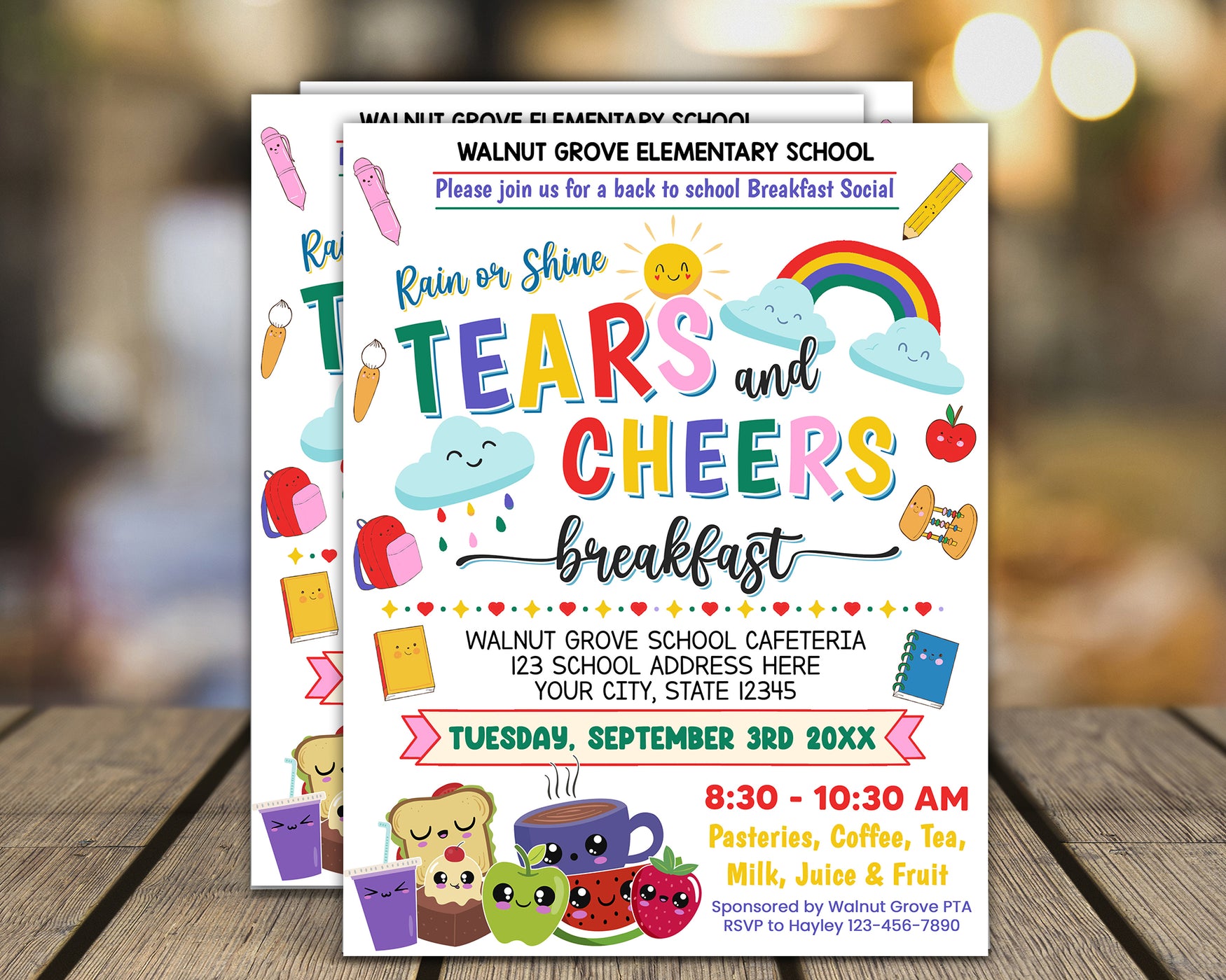 DIY Tears and Cheers Breakfast Flyer | Back to School Flyer Template ...