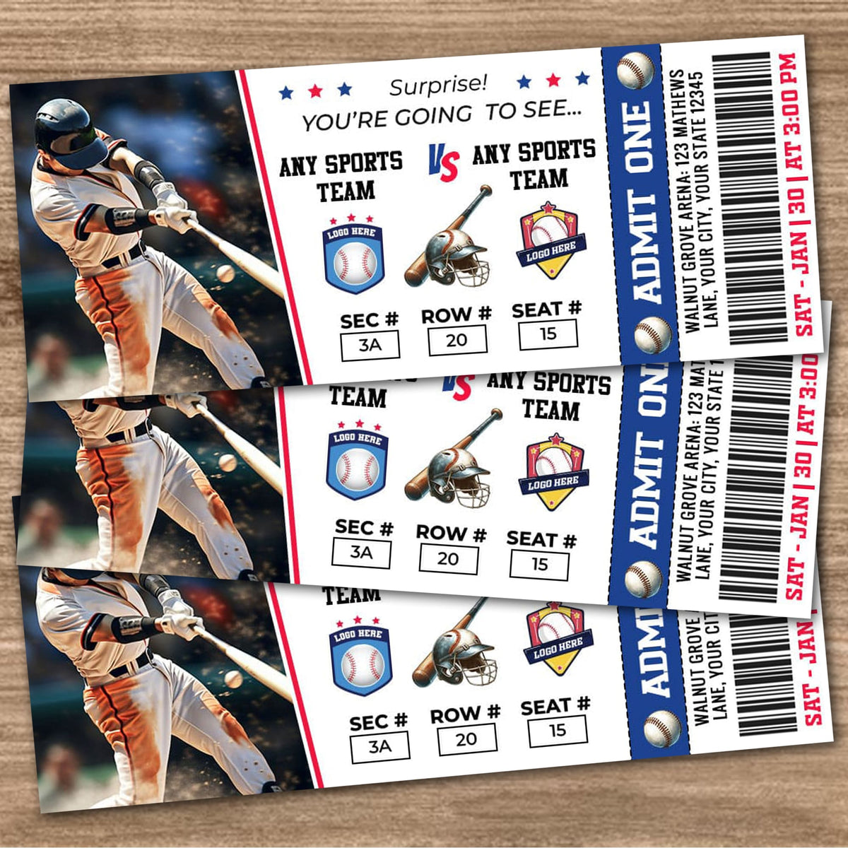 Customizable Baseball Game Ticket Template | Sports Game Ticket - Posh Park