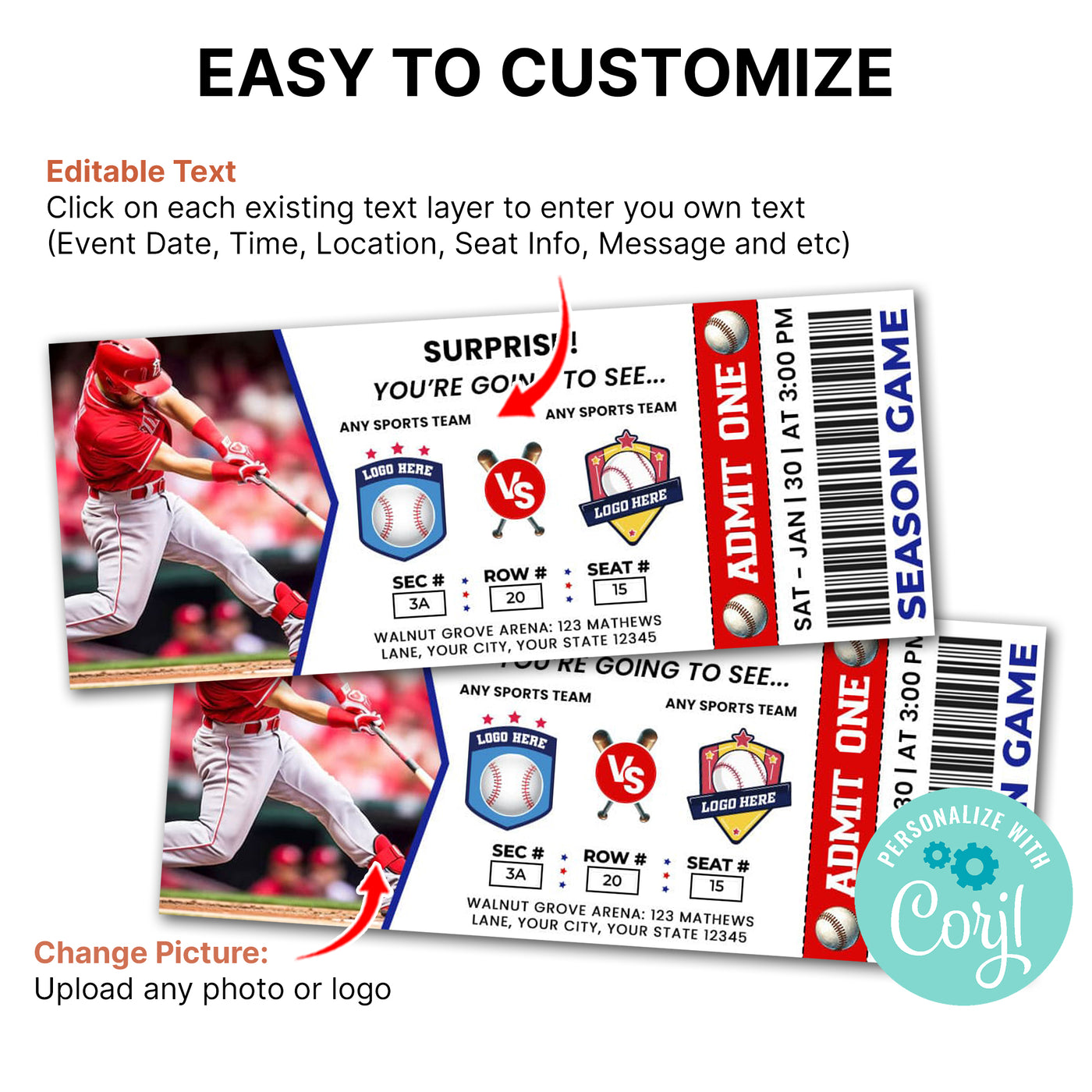 DIY Baseball Sports Event Ticket | Sports Game Stub Ticket Template - Posh Park
