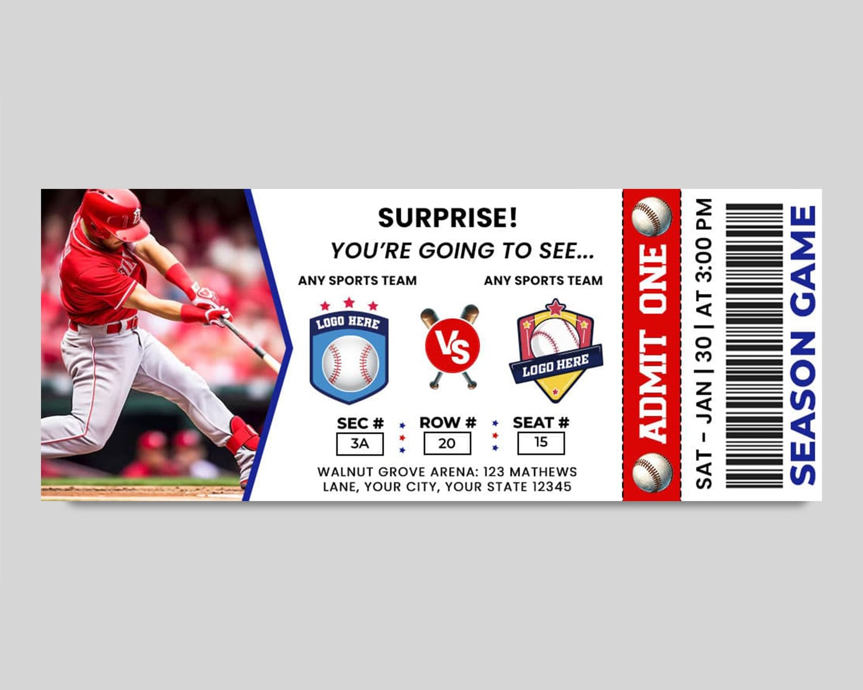 DIY Baseball Sports Event Ticket | Sports Game Stub Ticket Template ...