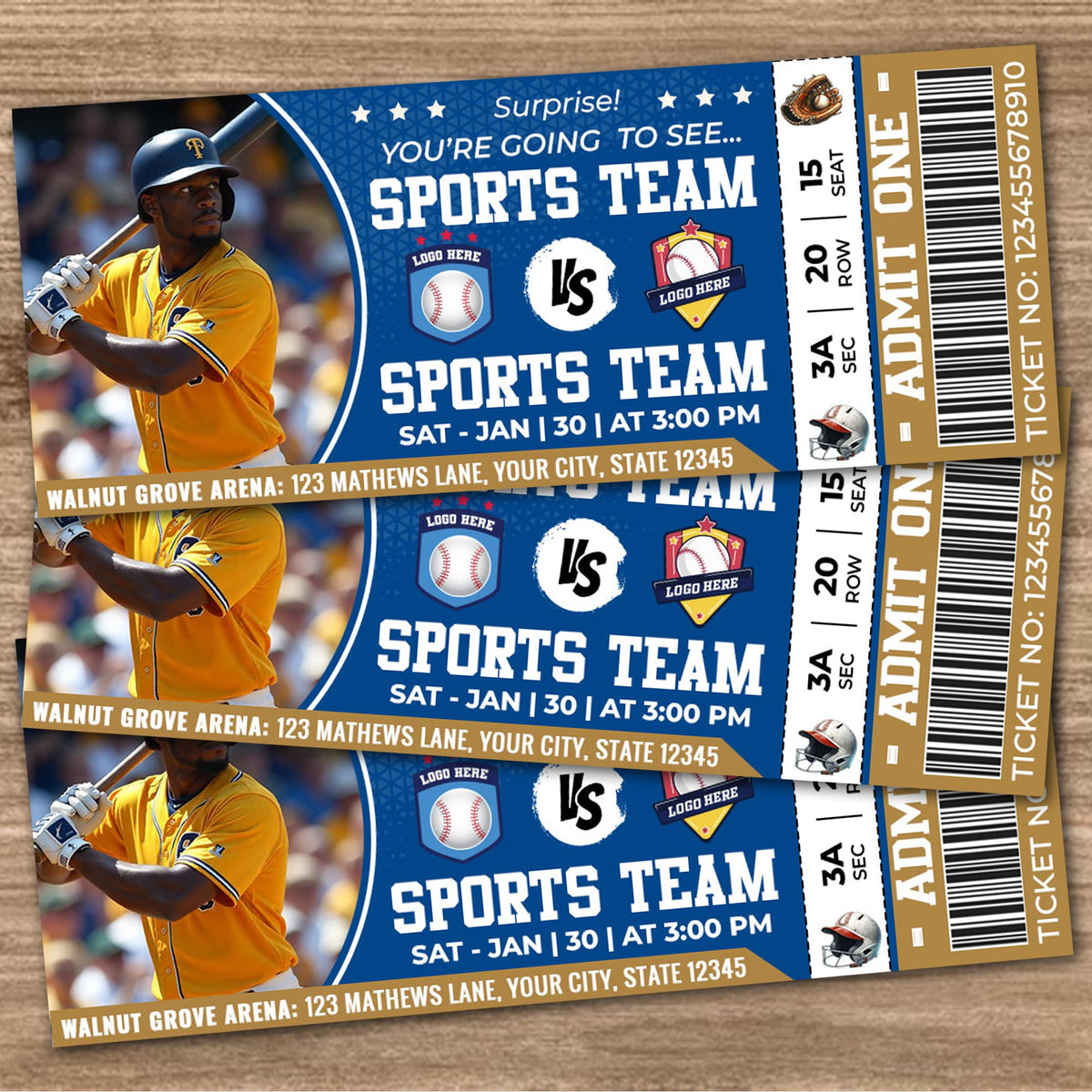 DIY Baseball Game Stub Ticket Template | Sports Game Event Ticket ...