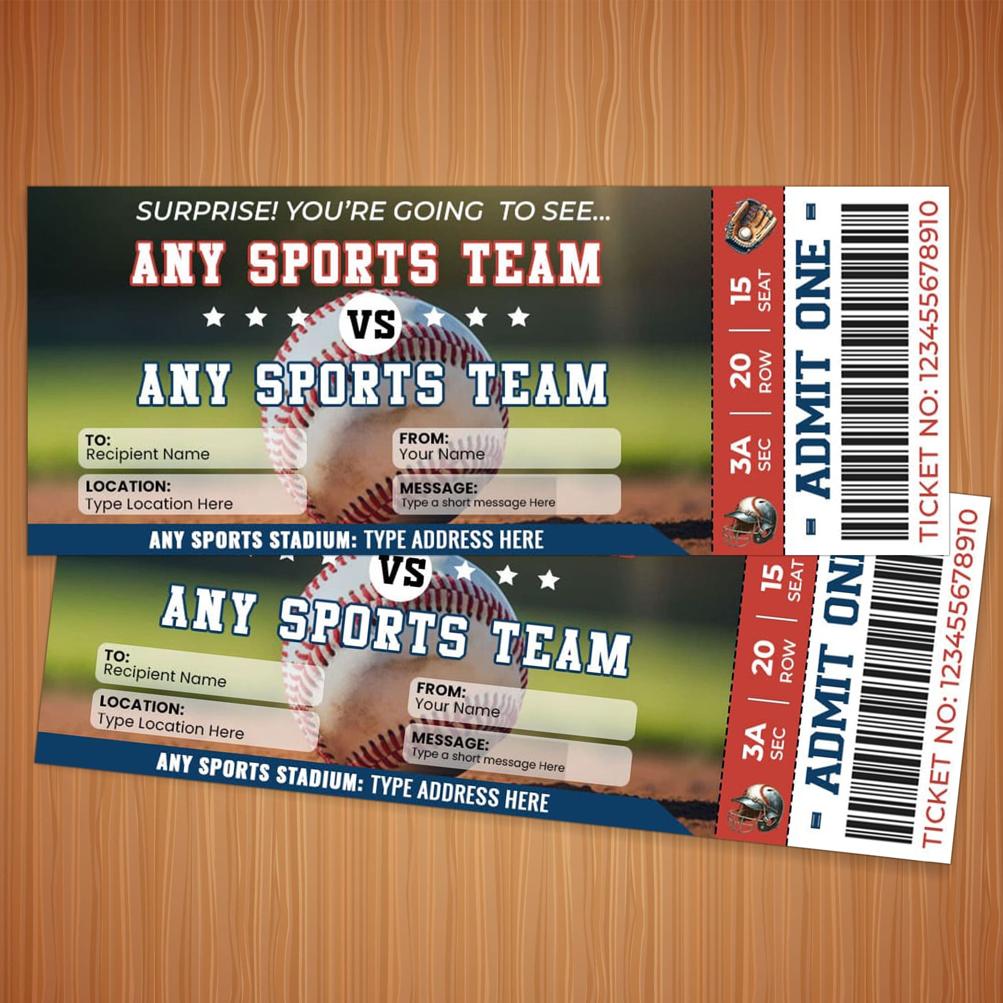 Customizable Sports Game Ticket Template | Surprise All-Purpose Game ...