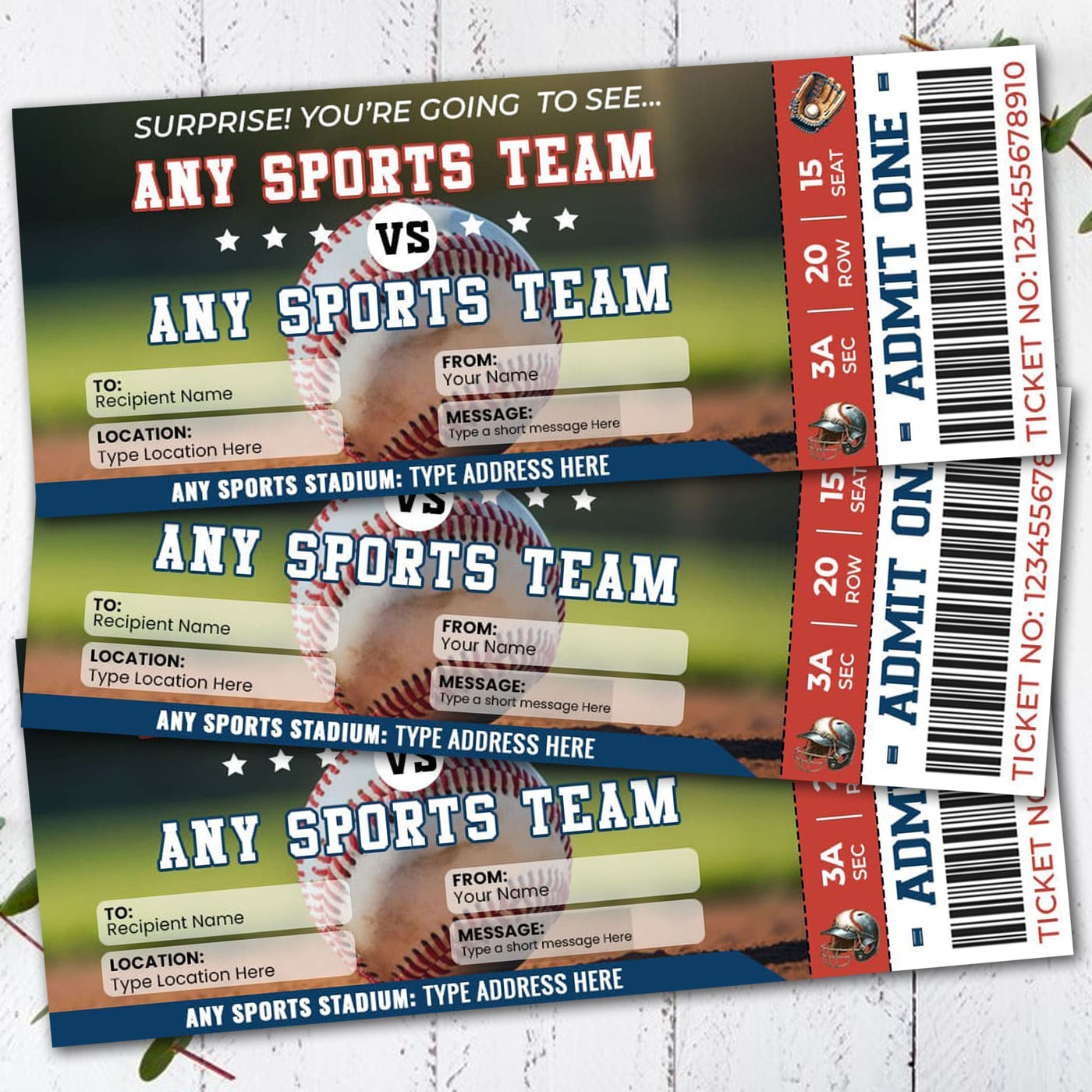 Customizable Sports Game Ticket Template | Surprise All-Purpose Game ...