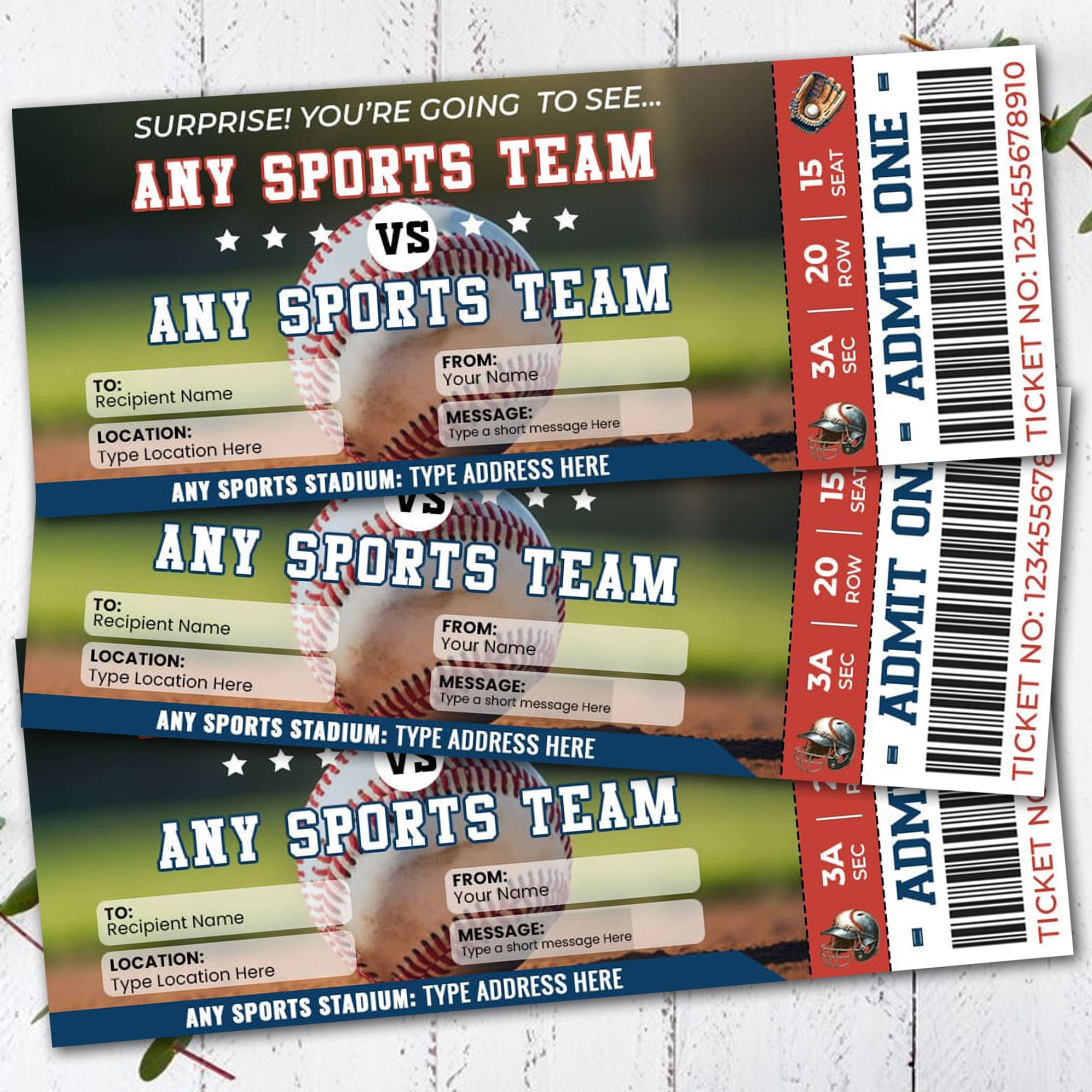Customizable Sports Game Ticket Template | Surprise All-Purpose Game ...