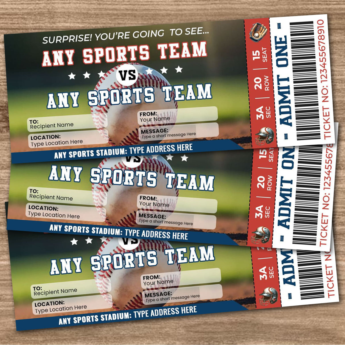 Customizable Sports Game Ticket Template | Surprise All-Purpose Game ...