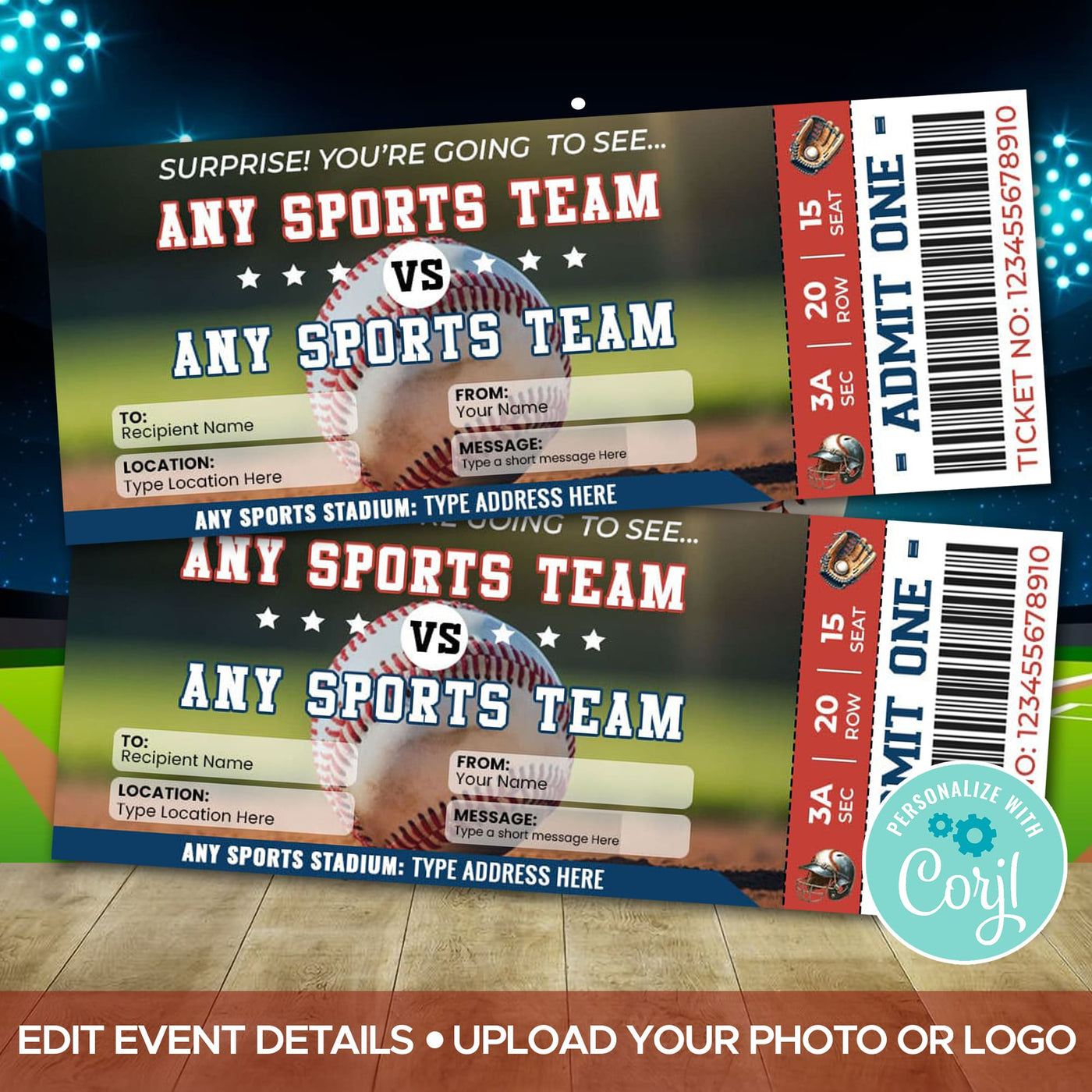 Customizable Sports Game Ticket Template | Surprise All-Purpose Game ...