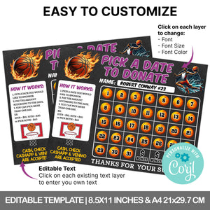 Basketball Calendar Fundraiser | School Pick a Date to Donate Sports ...