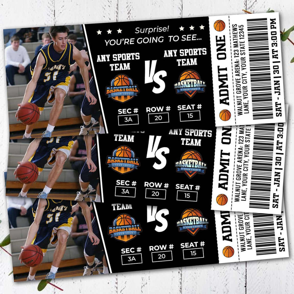 Customizable Basketball Game Ticket Template | Sports Game Ticket ...
