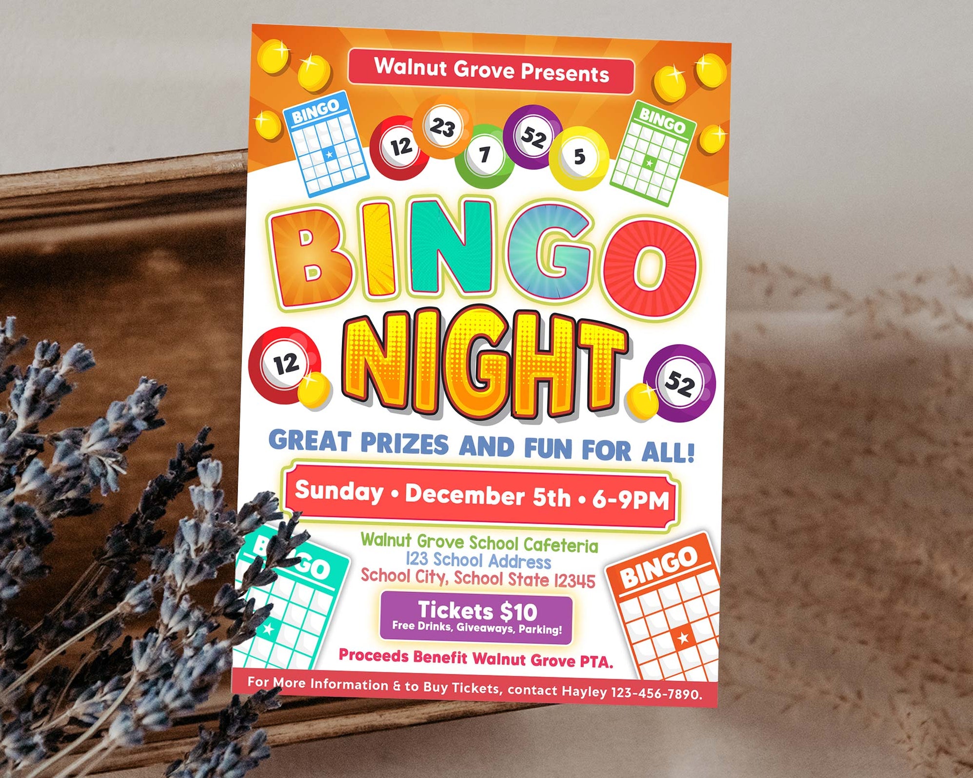 DIY Bingo Night Invite Flyer Template | Family School PTA PTO ...
