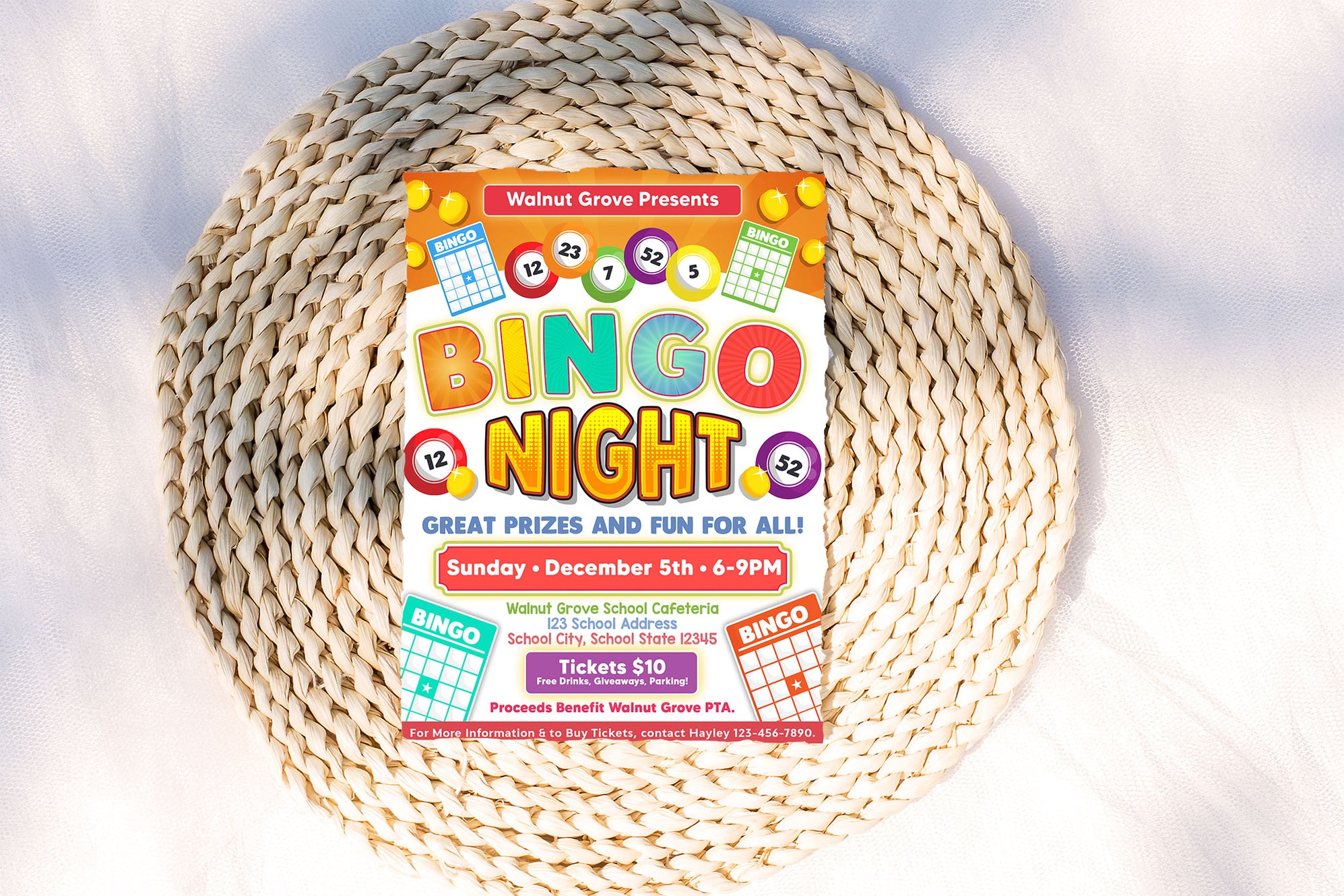 DIY Bingo Night Invite Flyer Template | Family School PTA PTO ...