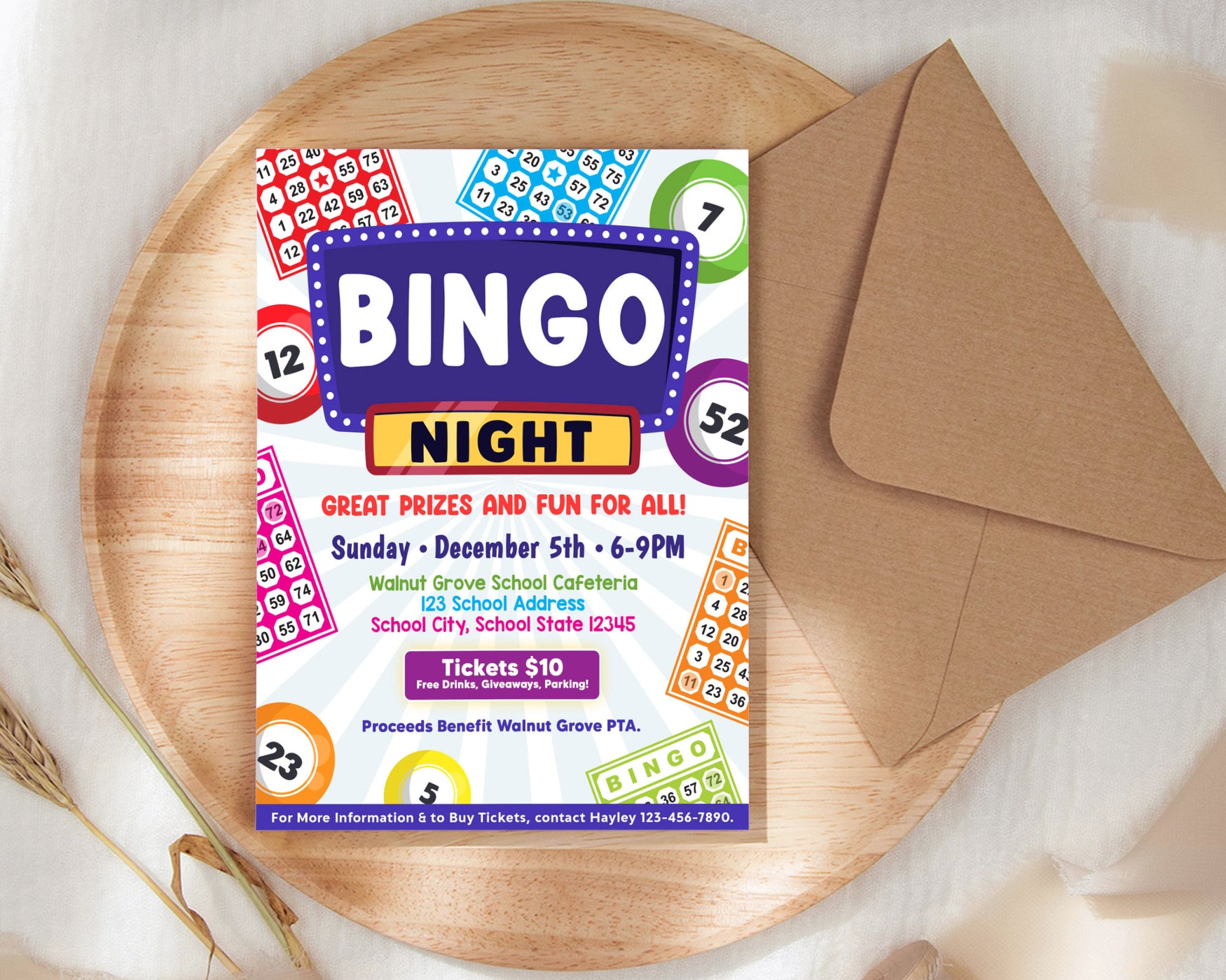 Customizable Bingo Night Flyer | Bingo Fundraiser Event Flyer Invite ...