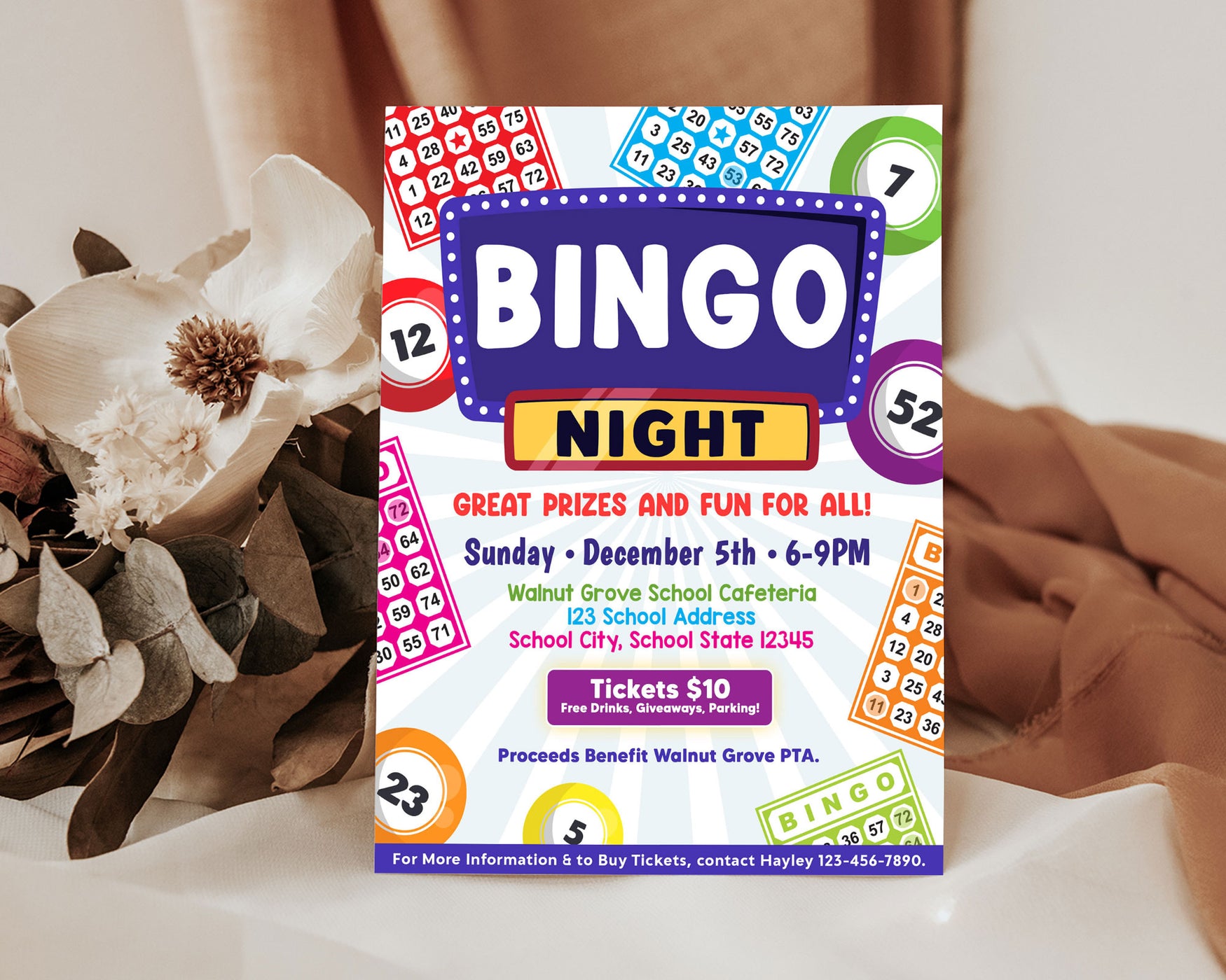 Customizable Bingo Night Flyer | Bingo Fundraiser Event Flyer Invite ...