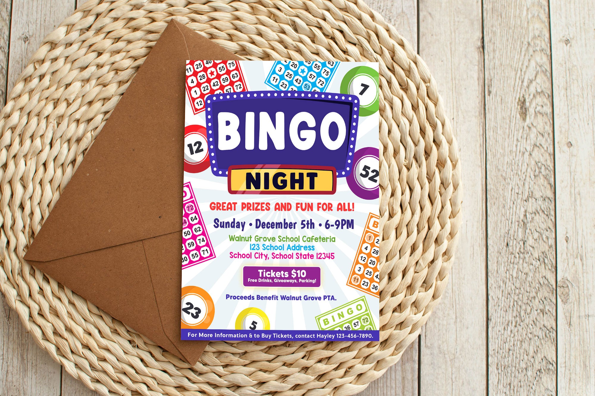 Customizable Bingo Night Flyer | Bingo Fundraiser Event Flyer Invite ...