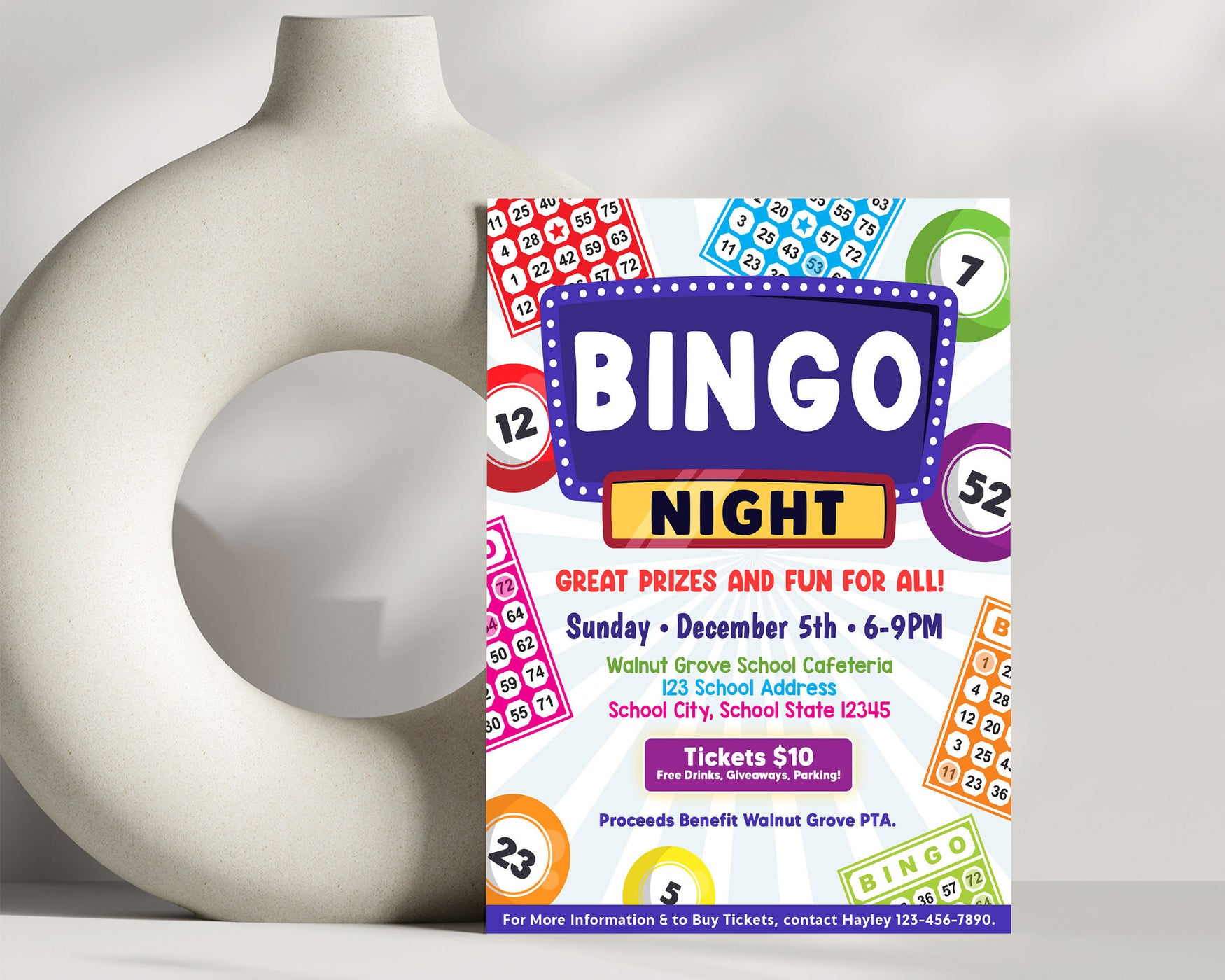 Customizable Bingo Night Flyer | Bingo Fundraiser Event Flyer Invite ...