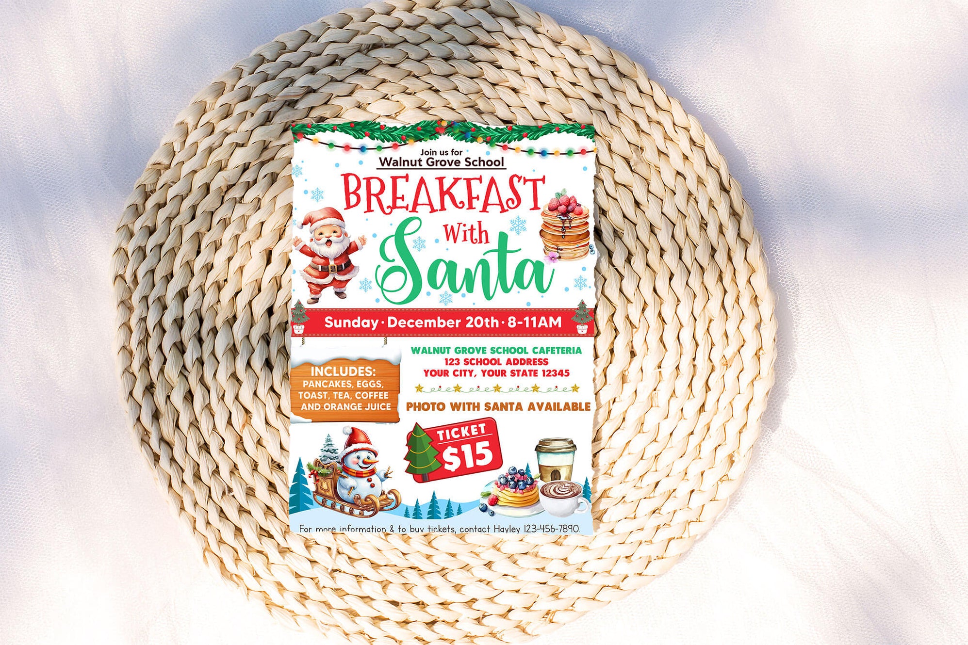 Customizable Breakfast With Santa Flyer Template | Christmas School PTA ...