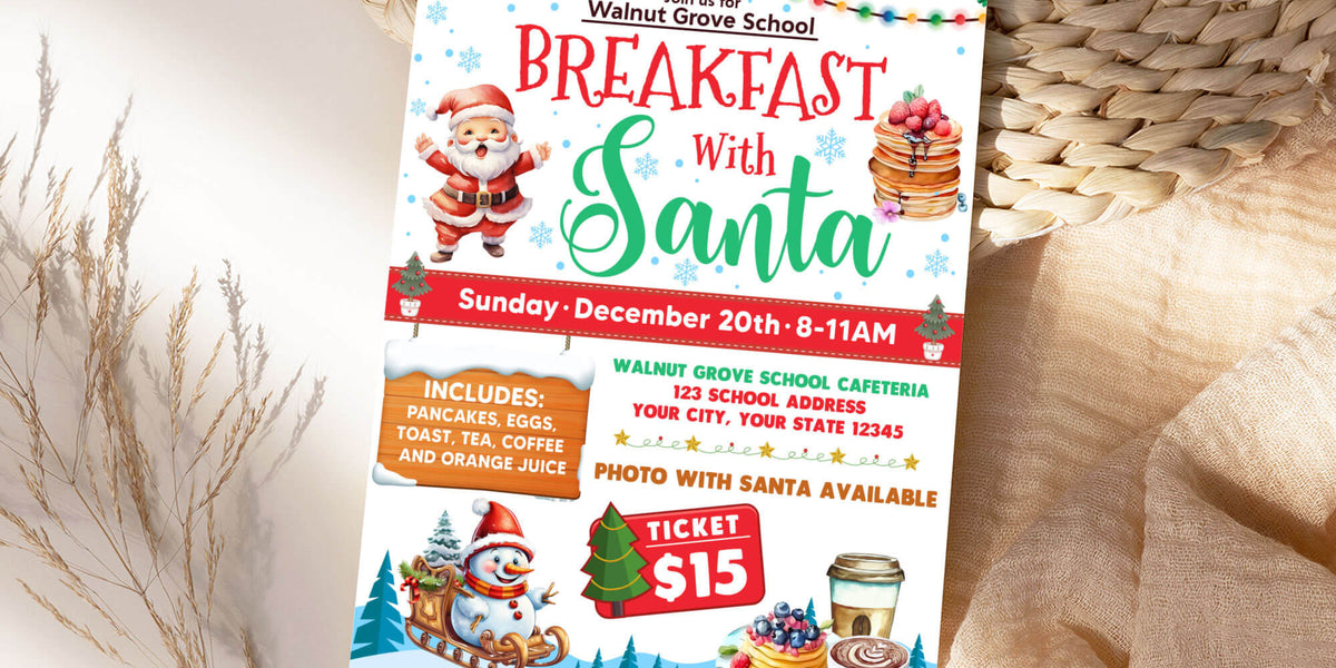 Customizable Breakfast With Santa Flyer Template | Christmas School PTA ...