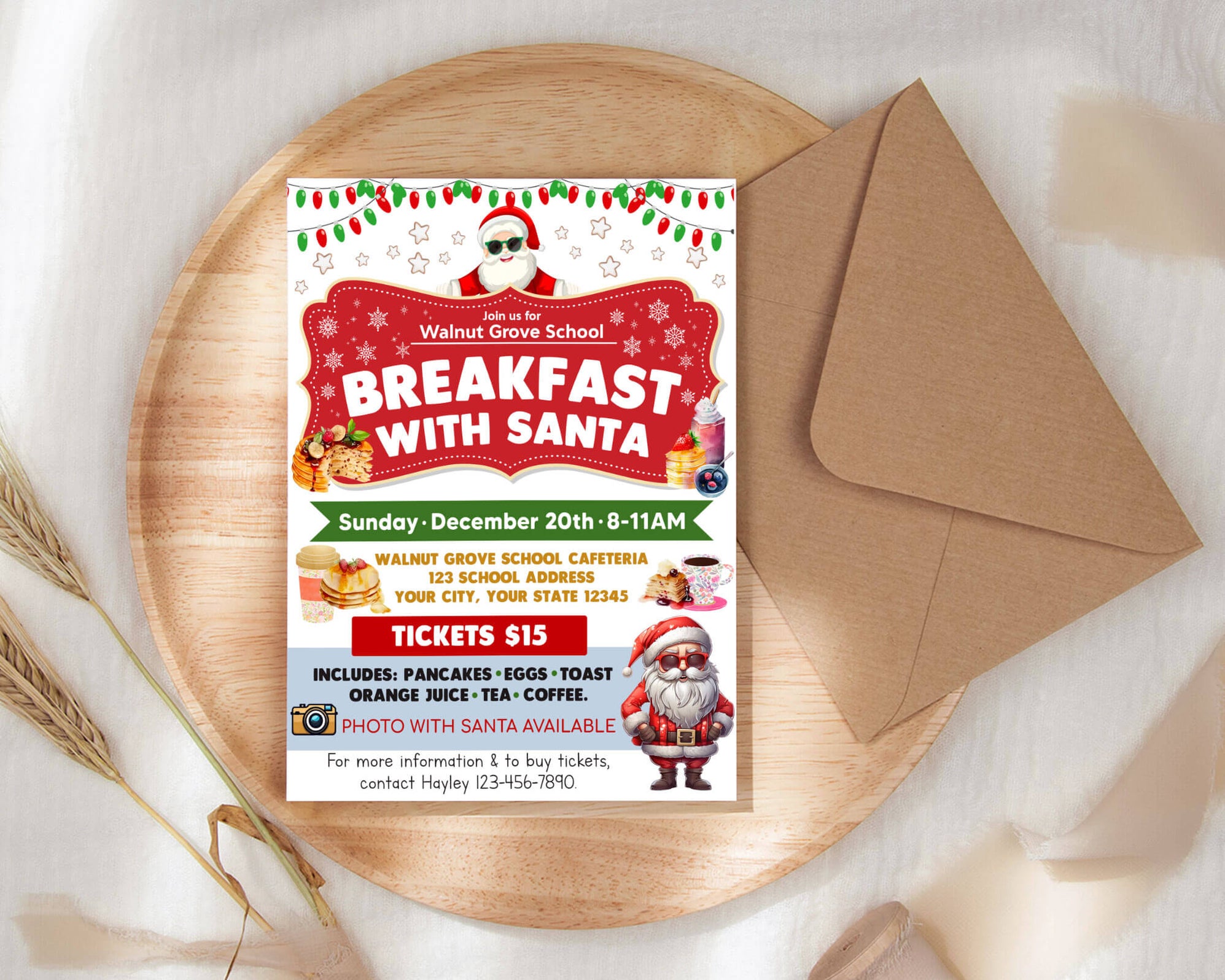 DIY Breakfast With Santa Flyer | School PTA PTO Christmas Fundraiser ...