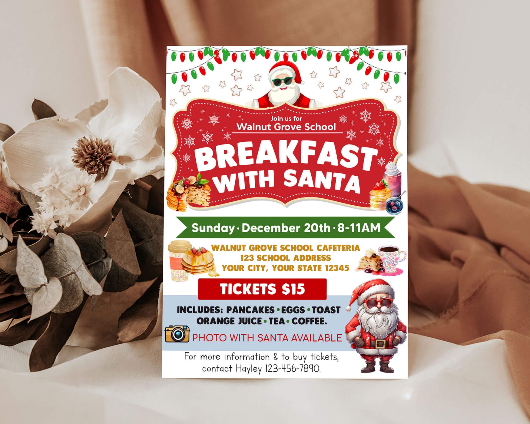 DIY Breakfast With Santa Flyer | School PTA PTO Christmas Fundraiser ...