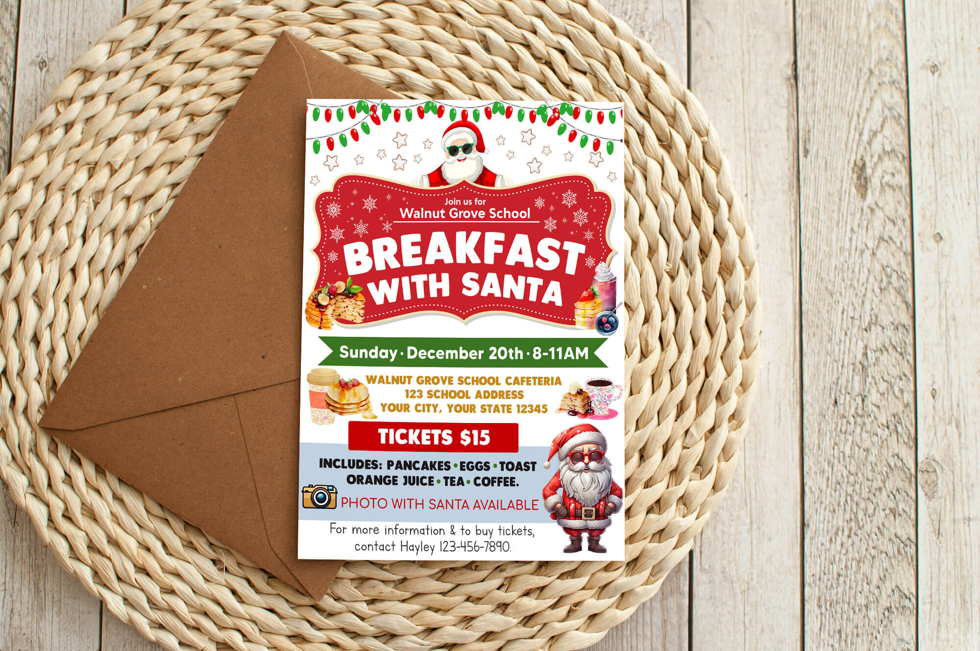 DIY Breakfast With Santa Flyer | School PTA PTO Christmas Fundraiser ...