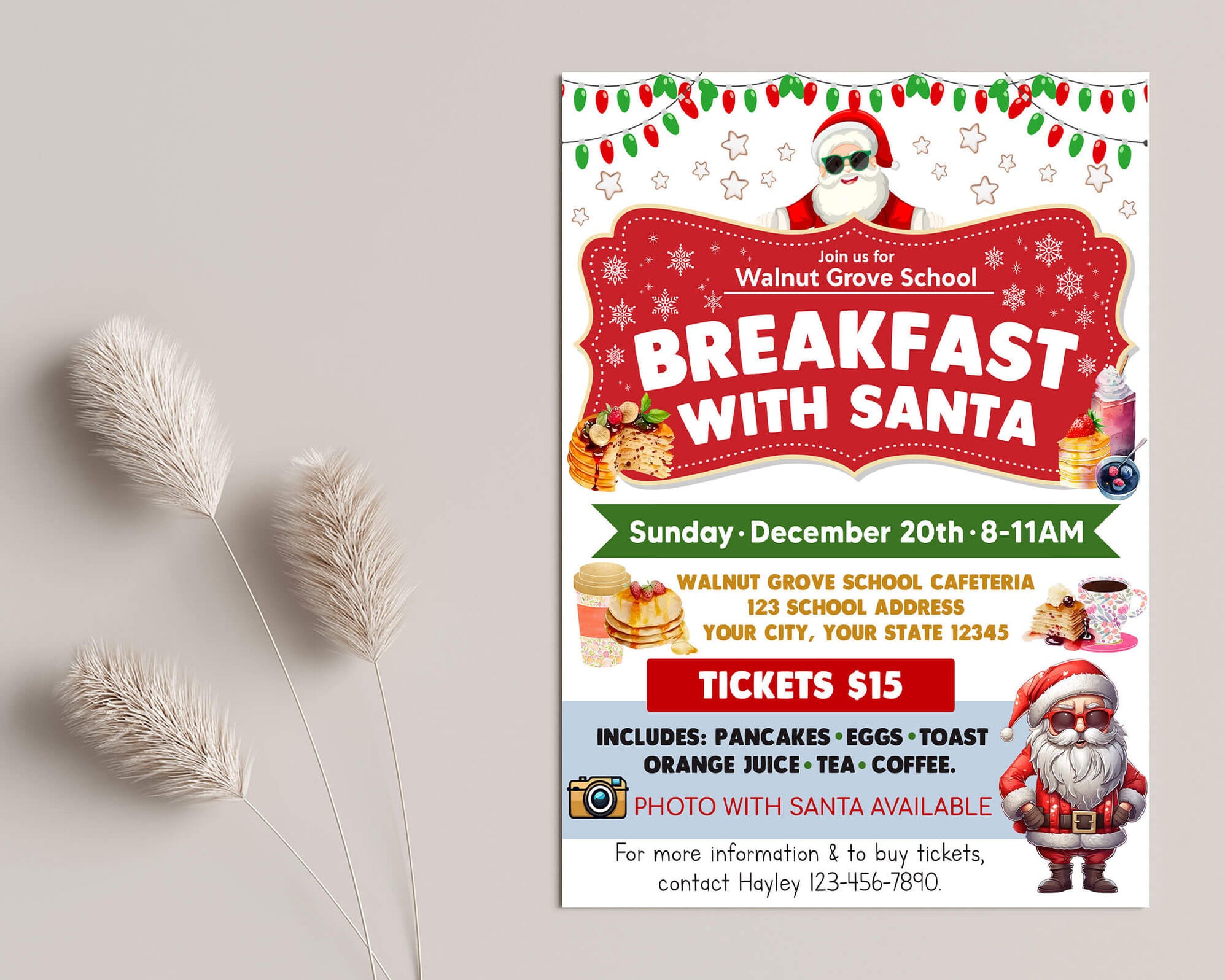 DIY Breakfast With Santa Flyer | School PTA PTO Christmas Fundraiser ...