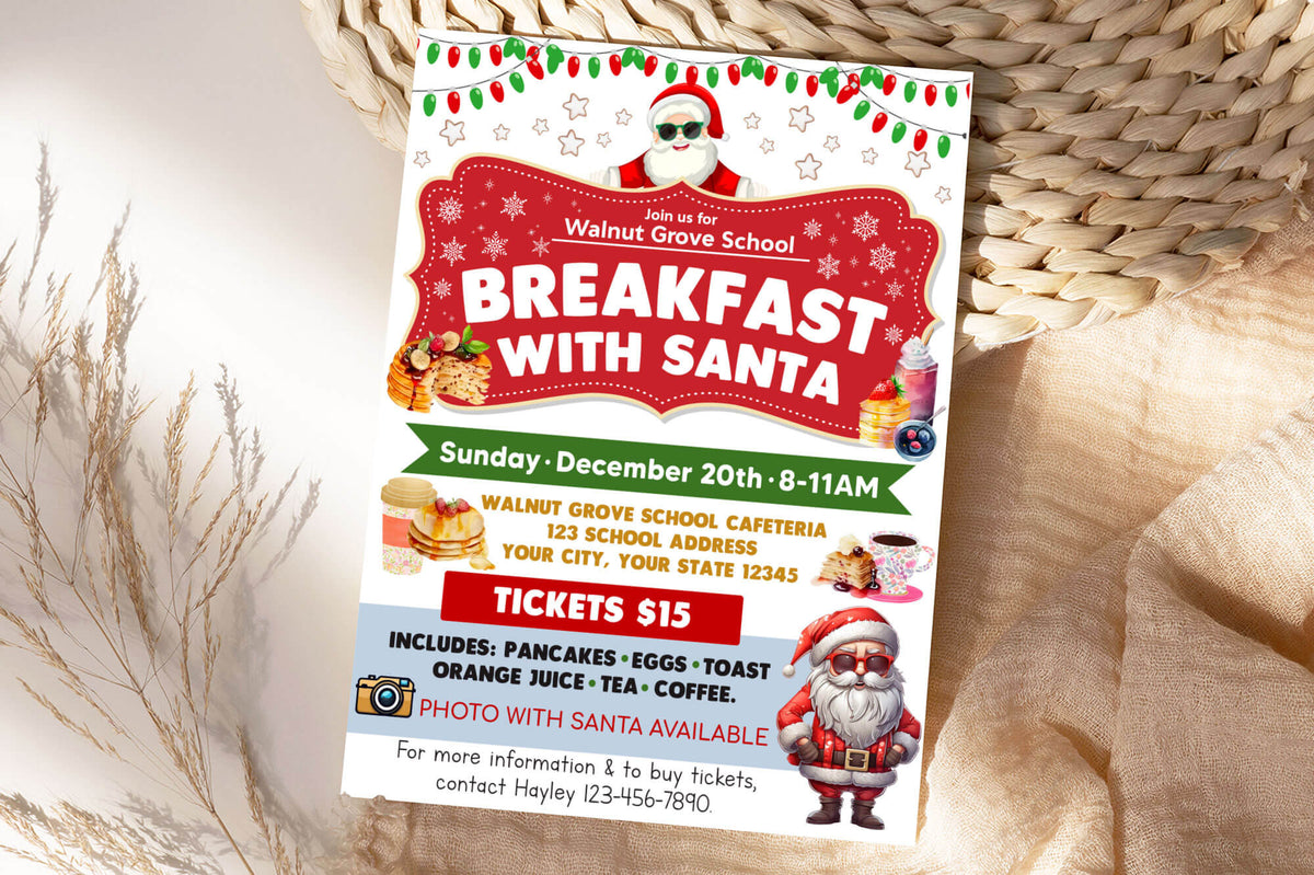 DIY Breakfast With Santa Flyer | School PTA PTO Christmas Fundraiser ...