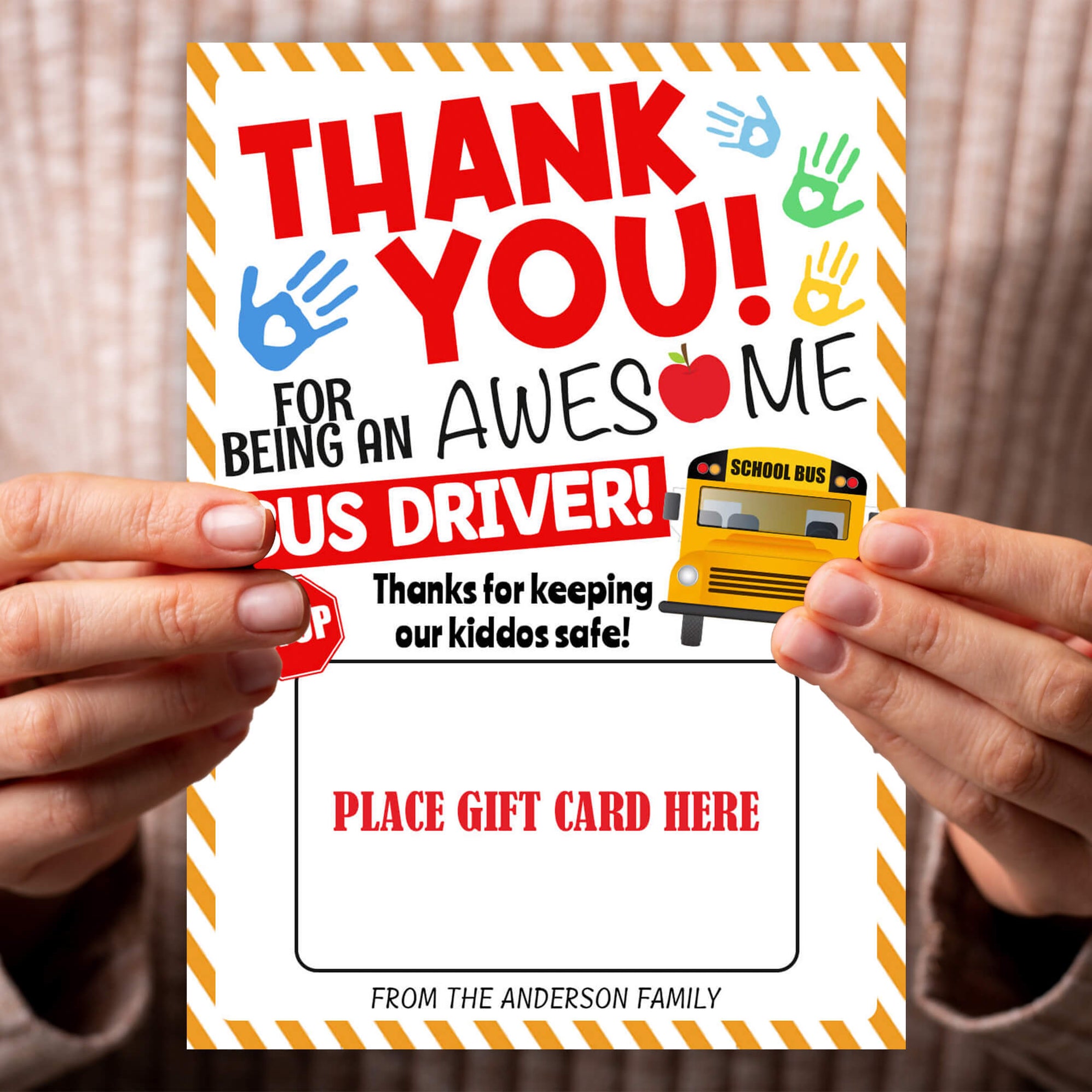 DIY Bus Driver Appreciation Gift Card Holder Template | School Bus ...