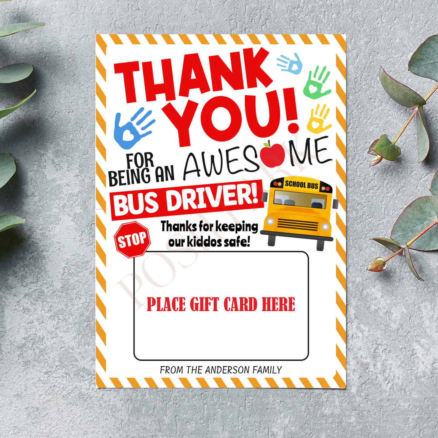 DIY Bus Driver Appreciation Gift Card Holder Template | School Bus ...