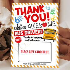 DIY Bus Driver Appreciation Gift Card Holder Template | School Bus ...