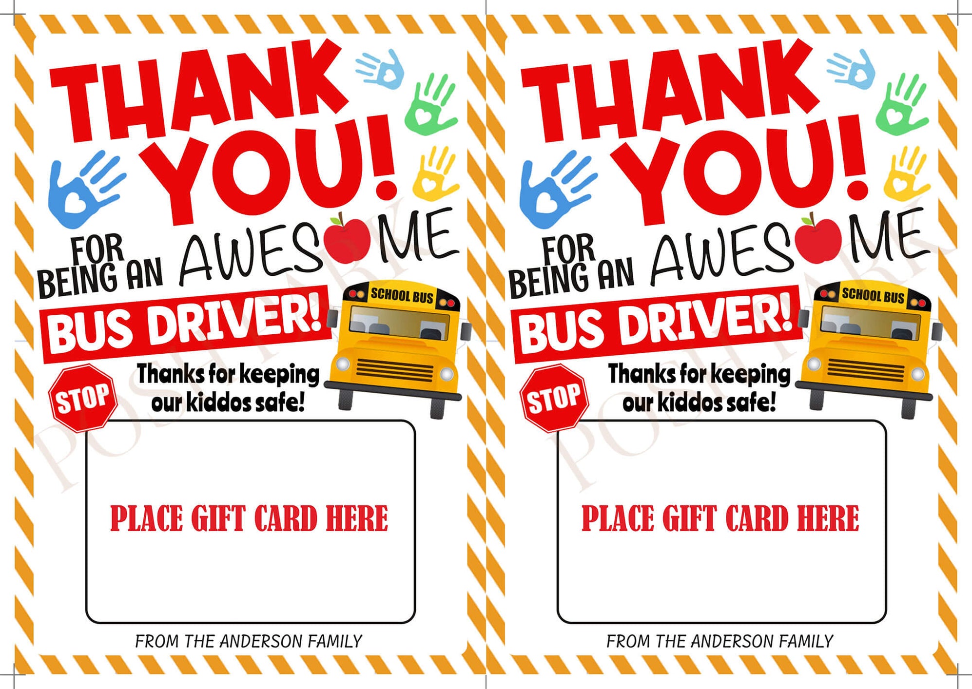DIY Bus Driver Appreciation Gift Card Holder Template | School Bus ...