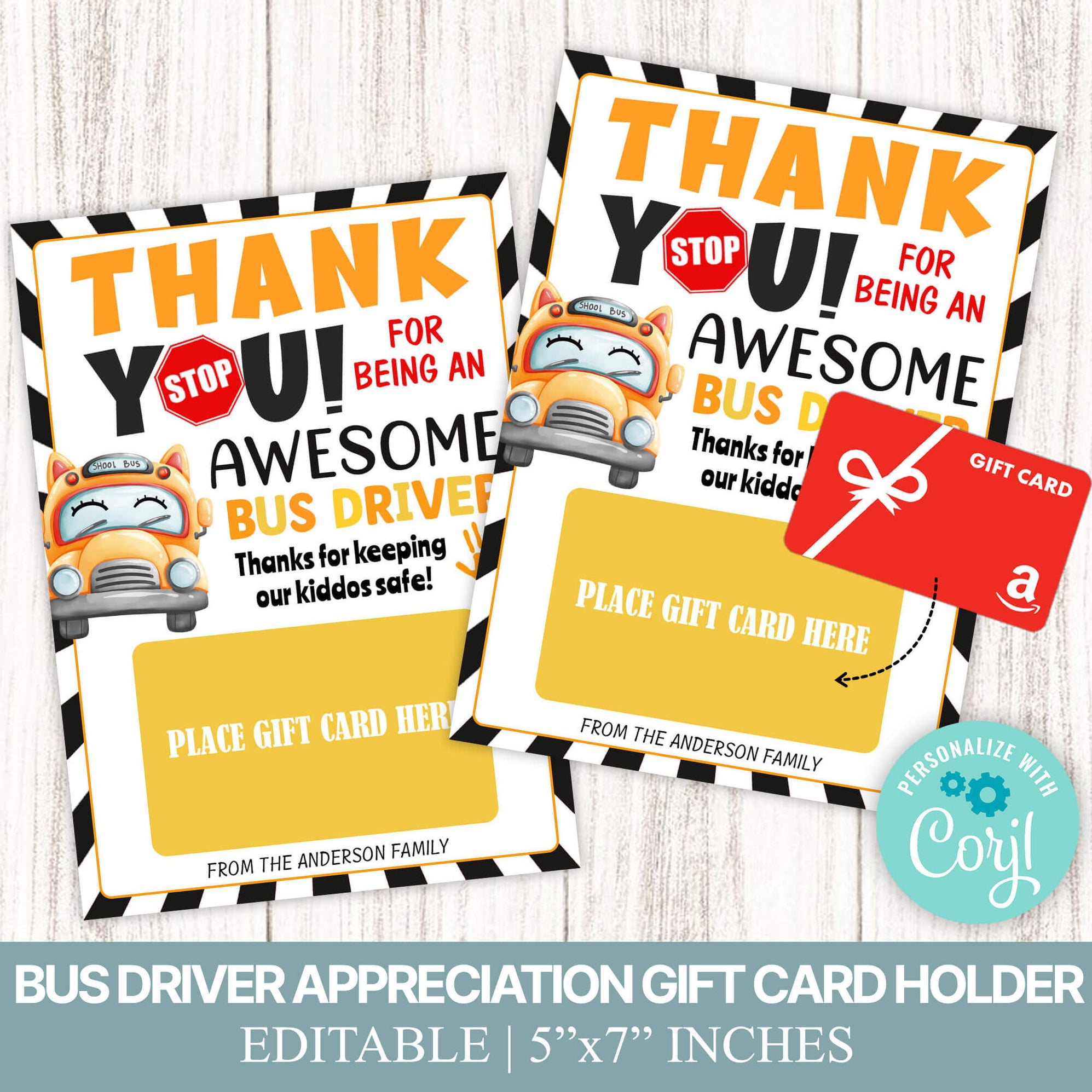 Bus Driver Appreciation Gift Card Holder | School Bus Driver Thank You ...