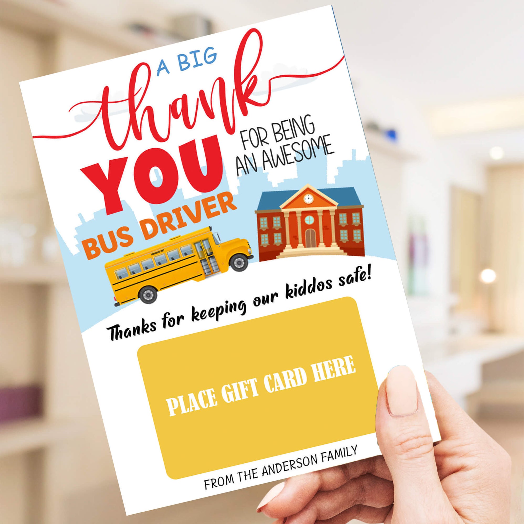 School Bus Driver Gift Card Holder Template | School Bus Driver ...