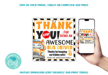 DIY Bus Driver Appreciation Thank You Tag Template | School Bus Driver ...