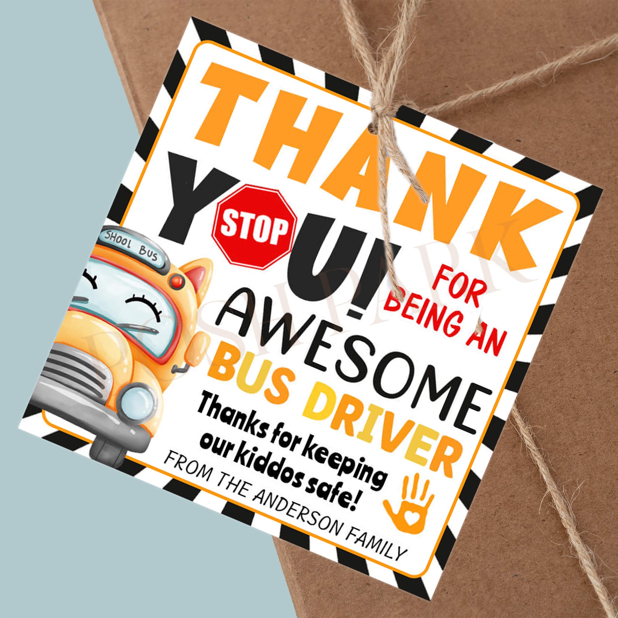 DIY Bus Driver Appreciation Thank You Tag Template | School Bus Driver ...