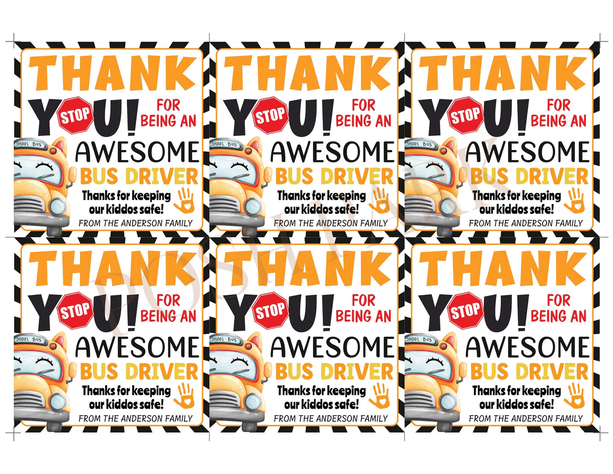 DIY Bus Driver Appreciation Thank You Tag Template | School Bus Driver ...