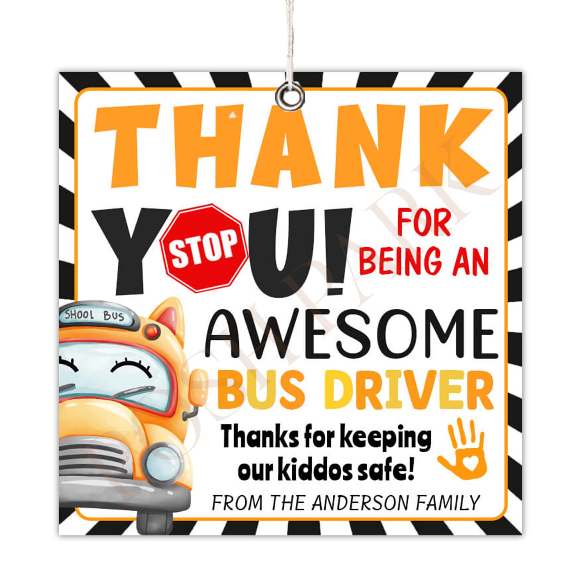 DIY Bus Driver Appreciation Thank You Tag Template | School Bus Driver ...