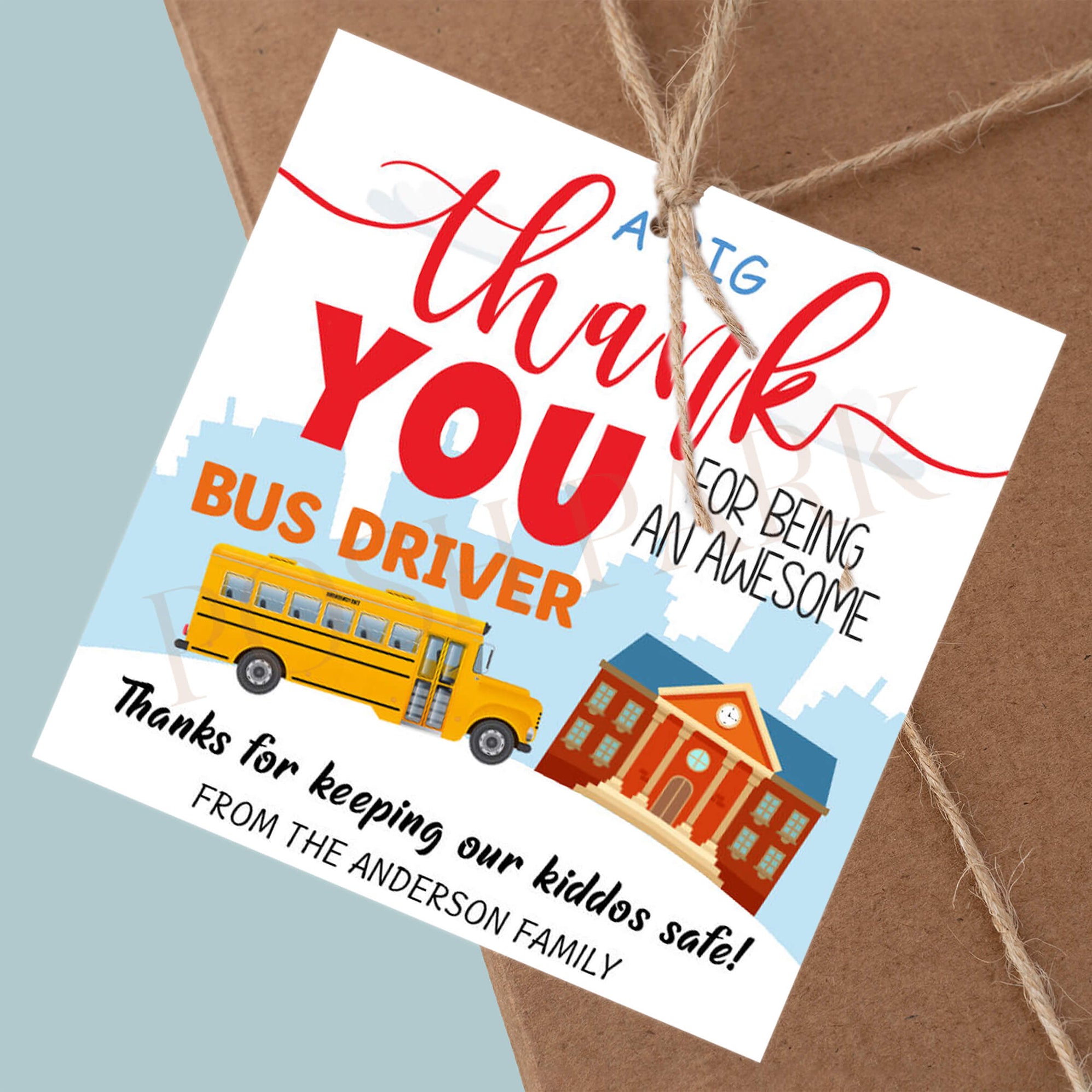 Bus Driver Appreciation Gift Favor Tag | School Bus Driver Thank You ...