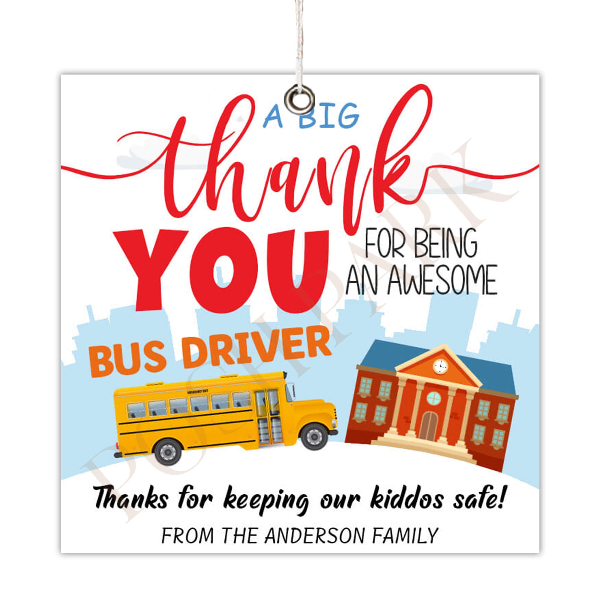 Bus Driver Appreciation Gift Favor Tag | School Bus Driver Thank You ...