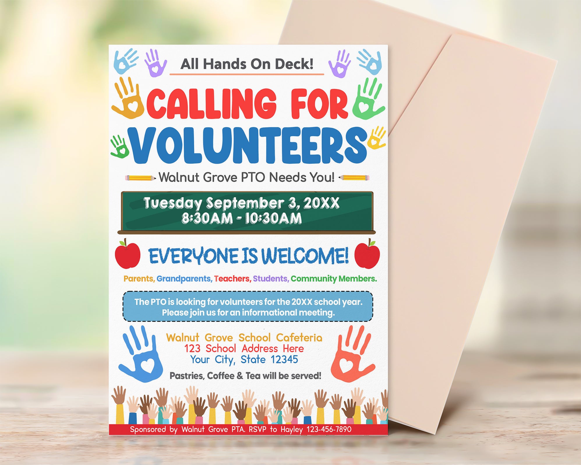 DIY Calling For Volunteers Invite Flyer Template | PTO PTA Volunteer ...